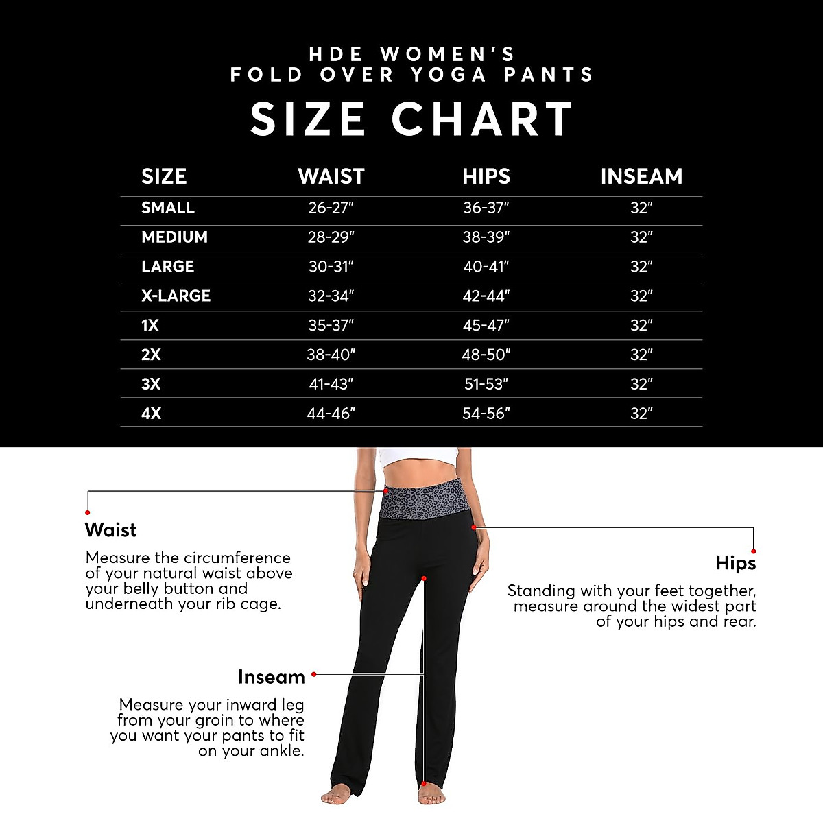 HDE Women's Color Block Fold Over Waist Yoga Pants Flare Leg Workout Leggings Dreamcatcher/Black - XL