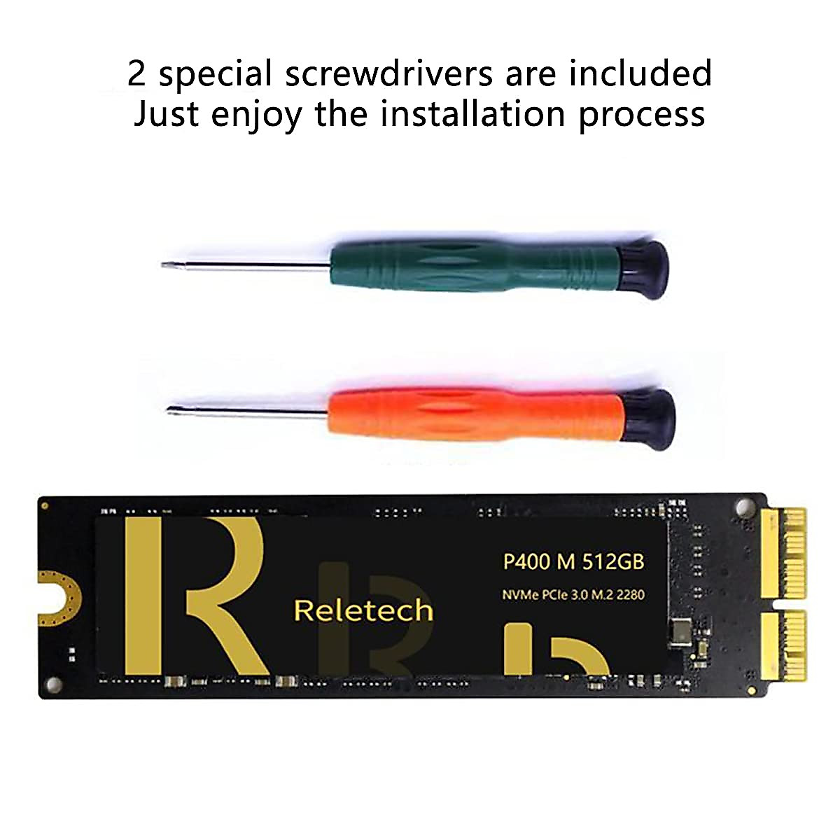 Reletech 512GB SSD NVMe M.2 Gen 3x4 Upgrade Solid State Drive for MacBook Air(Mid 2013-2017) MacBook Pro (Retina, Late 2013 - Mid 2015) Mac Pro(2013)&Mini (2014),iMac(2013-2017) (P400M, 512GB)