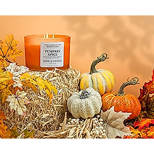 Pumpkin Spice Candle | Fall Candles | Luxury Soy & Beeswax Candles for Home | 16 oz. Large Jar 3 Wick Candle | Thanksgiving Candle | Fall Scented Candle | Autumn Candles