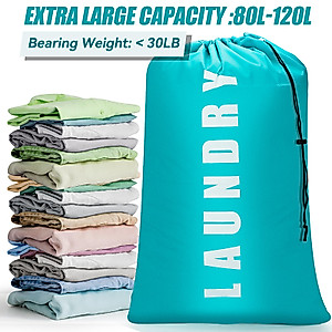 Isink Laundry Bag,2 Pack Travel Laundry Bags for Dirty Clothes,Large Laundry Bags for Traveling,Dirty Clothes Travel Bag,Laundry Bags for Camp, 24" x 36" (Cyan + Gray)