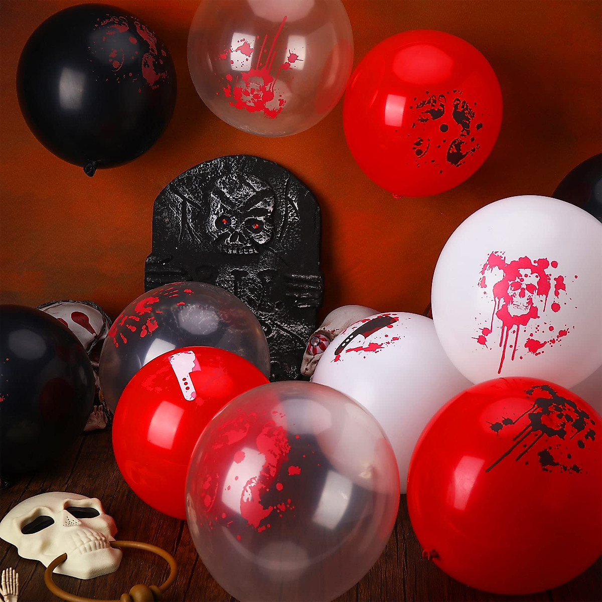 80 Pcs Halloween Balloons 12 Inch Blood Splatter Horror Movie Balloons Halloween Birthday Party Decorations Horror Themed Bloody Latex Balloons for Scary Halloween Supplies Decor, 4 Styles