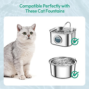 Upetcasl 8 Packs Cat Water Fountain Filter 4 Months Set of Pet Fountain Filter Replacement for Ultra Quiet Stainless Steel Pet Water Fountain (8 Filters&8 Sponges)