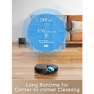 Dreametech D10s Pro Robot Vacuum and Mop Combo, Powerful 5000Pa Suction, AI-Powered Obstacle Recognition, 280mins Runtime, Robot Vacuum Cleaner Compatible with Alexa, Perfect for Pet Hair, Carpets