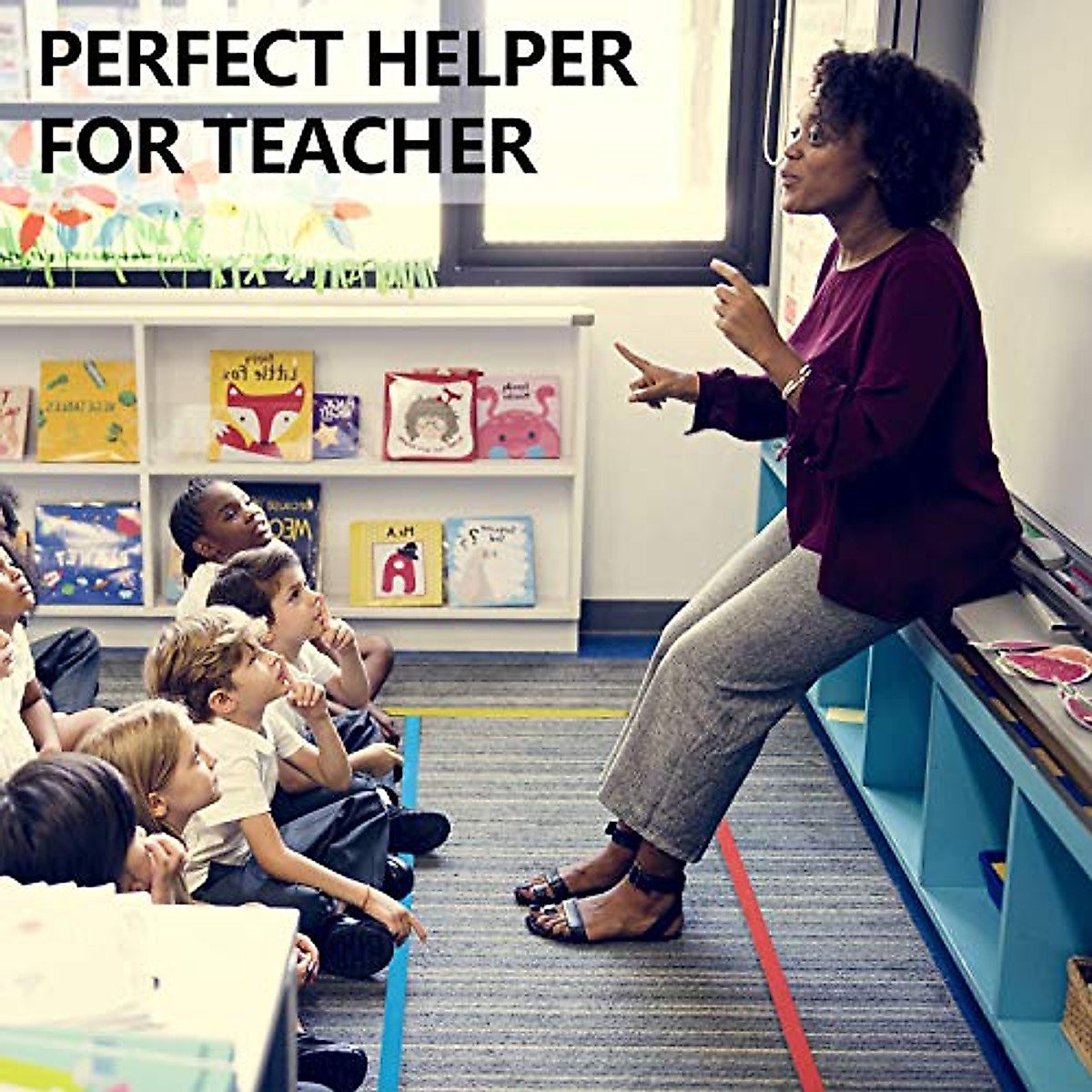 4 Roll 100 Feet Carpet Marker Strips for Classroom Tape for Carpet for Teachers and Social Distance (Red, Green, Yellow, Blue)