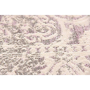 Unique Loom Traditional Classic Intricate Design with Distressed Vintage Detail, Area Rug, 3 ft 3 in x 5 ft 3 in, Purple/Ivory