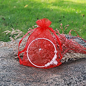 Jwsqmc 4x6 Inch Organza Gift Bags with Drawstring for Jewelry,Candy,100 Pcs Red Sachet,Sheer Fabric Mesh Tulle Pouches for Baby Shower,Mom Birthday,Party Favors,Wedding,Bridal Shower,Valentines Day