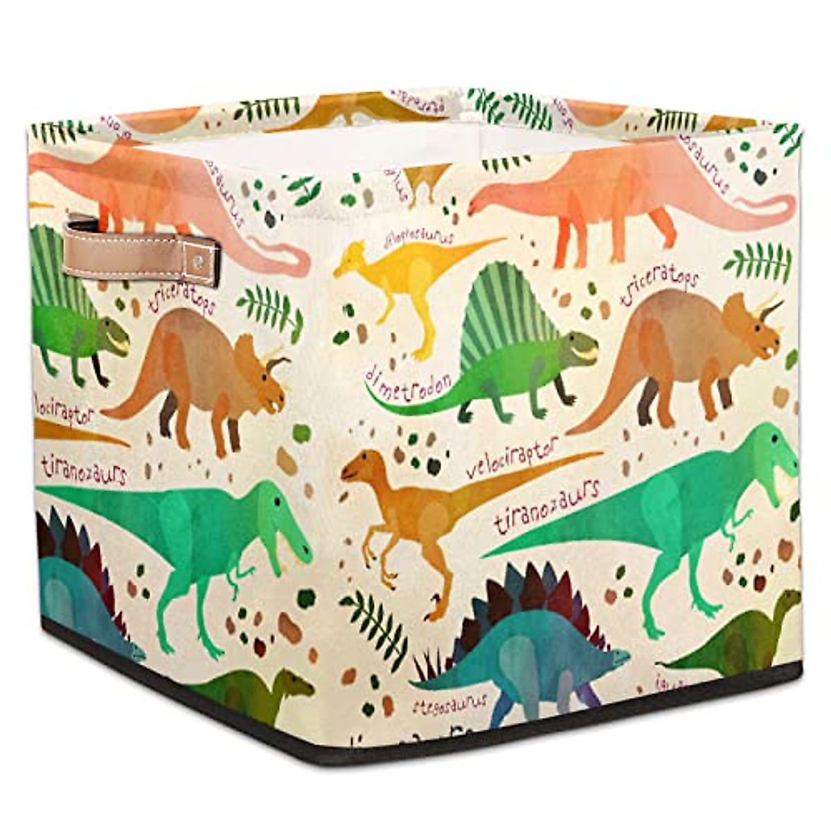 Dinosaur Pattern Storage Basket Bins for Organizing Pantry/Shelves/Office/Girls Room, Cute Animal Storage Cube Box with Handles Collapsible Toys Organizer 13x13