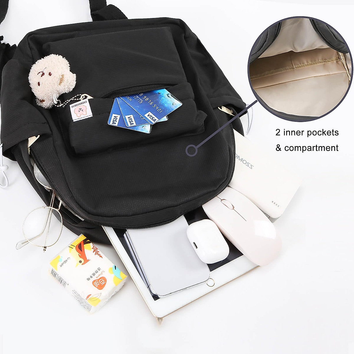 Phaoullzon Girls Mini Backpack Purse for Teens Small Aesthetic Backpacks with Bear Pendant