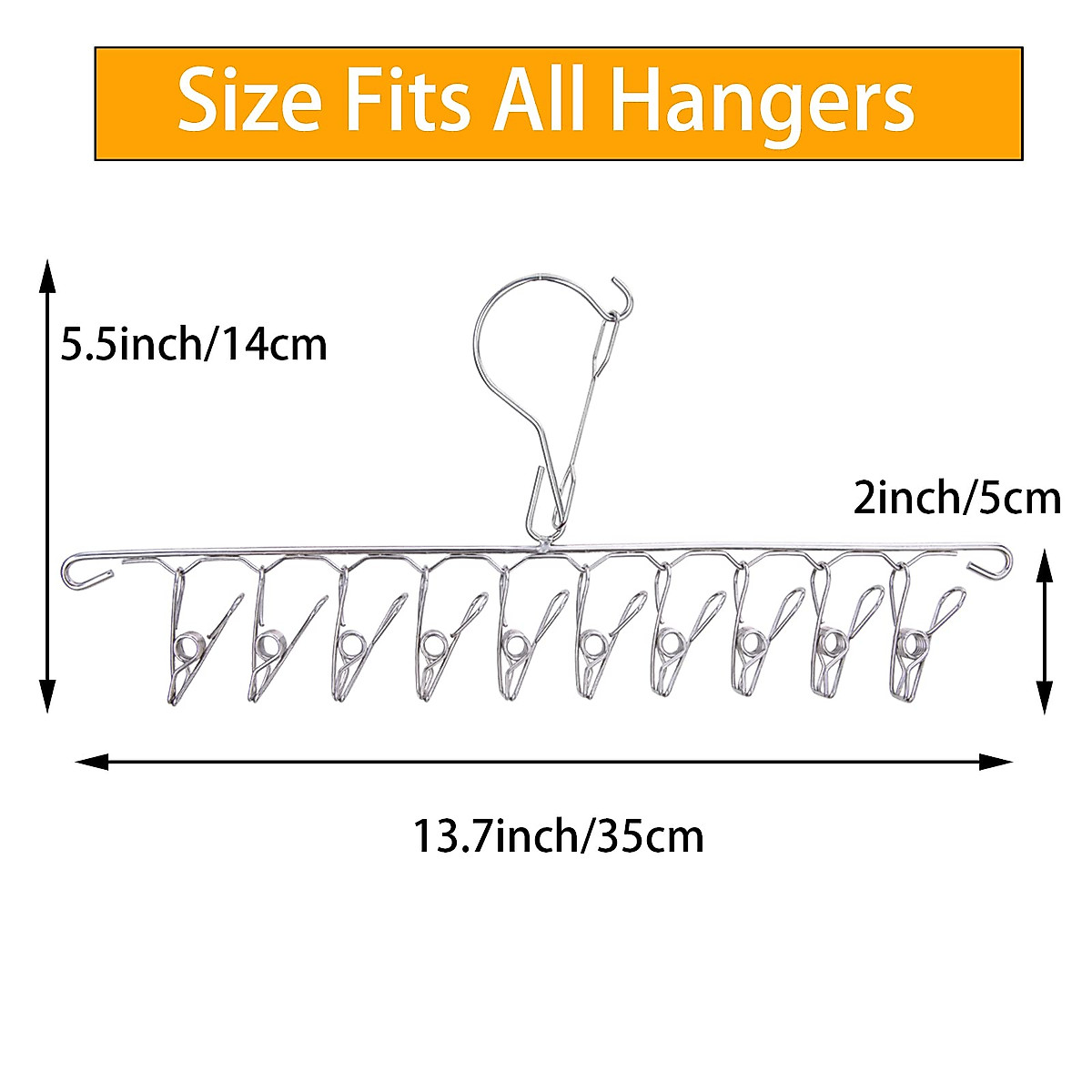 Hat Organizer Hanger for Closet Set of 2 Baseball Cap Organizer with 20 Clips Stainless Steel Hat Rack Holder for Baseball Caps, Silver Hat Hangers for Closet Organizer, Fits All Caps