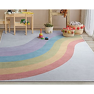 Well Woven Kids Rainbow Rug, 5' x 7', Multi Color