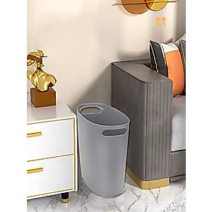 Feiupe Small Wastebasket, 2.6 Gallon Small Trash Can Bathroom Wastebasket Garbage Can for Kitchen Office Bathroom Bedroom (Pack of 2, White+Gray)