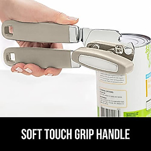 Gorilla Grip Manual Can Opener and Silicone Dish Drying Mat, Can Opener Includes Built-In Bottle Opener, Dish Drying Mat is 13x11 Inch, Both in Almond Color, 2 Item Bundle