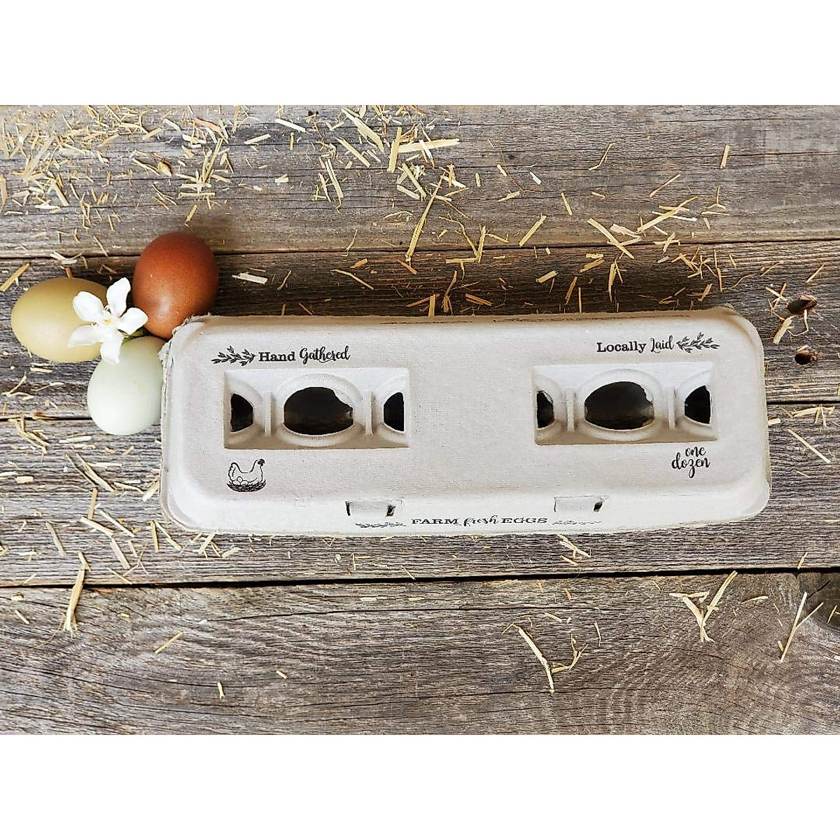 250 Egg Cartons – Vintage Design with Blank Center for Your Custom Stamp at a Cheap Bulk Price, 100% Recycled Biodegradable Cardboard Cartons, Sturdy & Reusable, Holds Small to XL Chicken Eggs