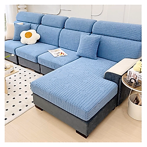 GRFIT Sofa Cover Stretch Waterproof, Wear-Resistant, Couch Covers for Sectional Sofa, Separate Cushion Couch Chaise Cover, for L U -Shaped Sofa Chaise Longue (Color : Lake Blue, Size : Backrest)
