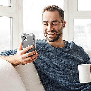 ORIbox for iPhone 14 Pro Max Case Gray, [10 FT Military Grade Drop Protection], Transparent Heavy Duty Shockproof Anti-Fall Case for iPhone 14 Pro Max Phone Case,6.7 inch,3 in 1, Crystal Gray