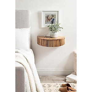 Kate and Laurel Reid Ribbed Wooden Floating Side Table, 20 x 11 x 6, Black, Modern Wood Floating Nightstand with Drawer for Extra Storage and Added Functionality