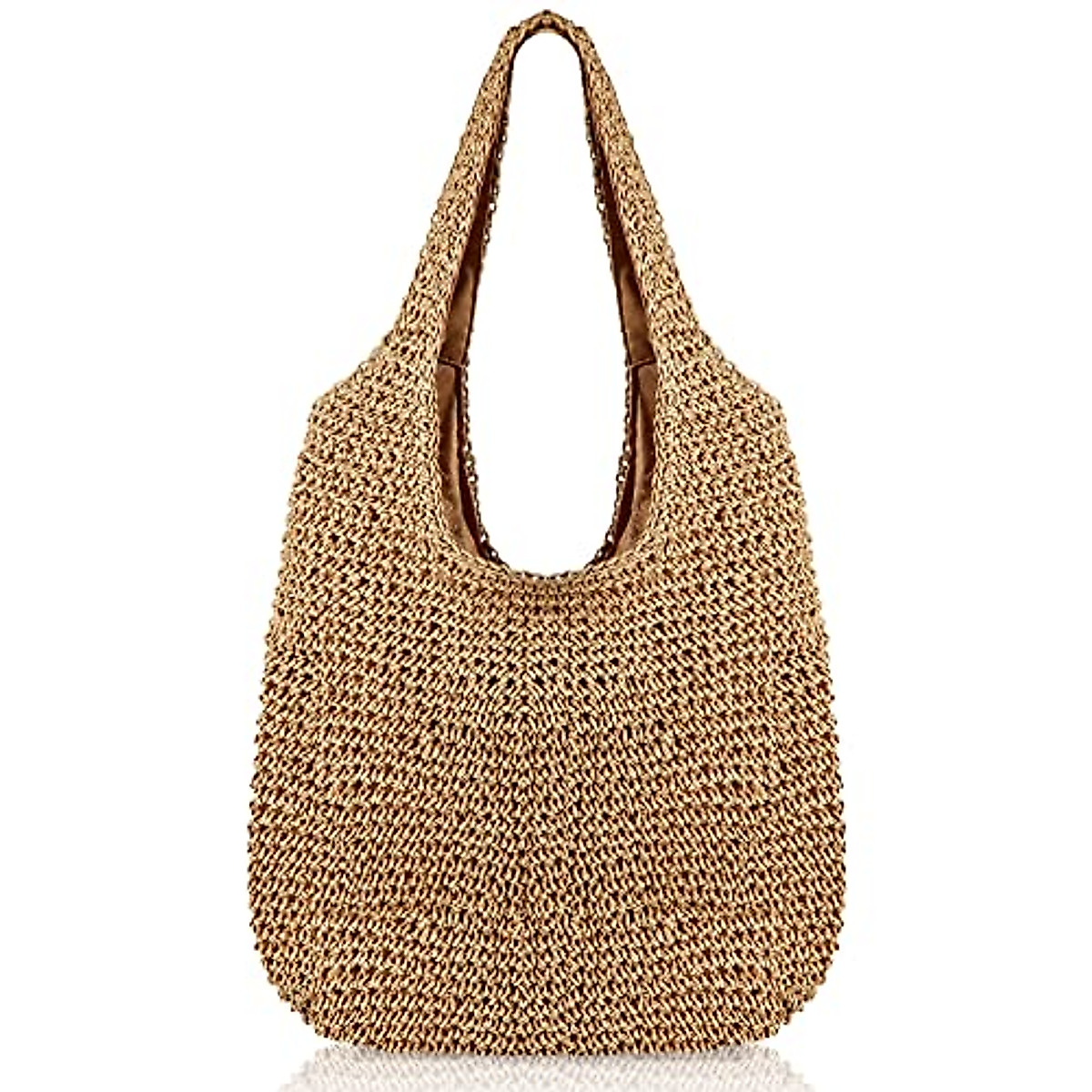 Saintrygo Women Straw Beach Bag Bucket Tote Summer Woven Handmade Handbag Shoulder Bag (Stylish Style,15.75 x 11.81 x 14.17 Inches)