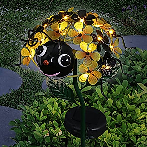 Exhart Solar Yellow Bumble Bee Garden Stake, 26 LEDs, Metal, Cute Garden Décor, 8.5"x7.5"x26.5"