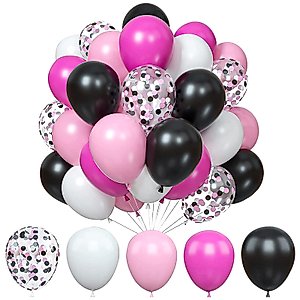 White Pink Rose Red Black Balloons and Confetti Balloon for Birthday Baby Shower Wedding Graduation Party Decoration