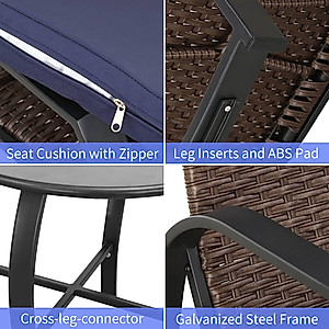 PatioFestival Patio Bistro Set 3 Pieces Outdoor Furniture Cushioned Rocking Chairs with Side Table Pillow All Weather Frame, Blue