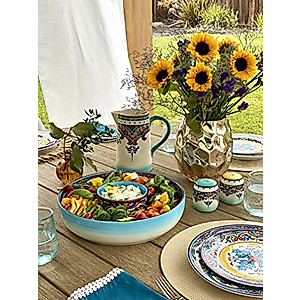 Euro Ceramica Zanzibar Chip and Dip Bowl, 2 Piece Set, Multicolor, 24 ounces