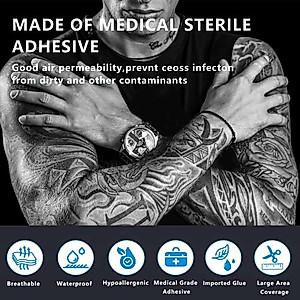 KeyEntre Tattoo Aftercare Bandage 6" x 1 Yard - Second Skin Bandage for Faster Tattoo Healing Recovery and Skin Care Protection - Tattoo Skin Waterproof Bandage - Transparent Film Waterproof(Black)