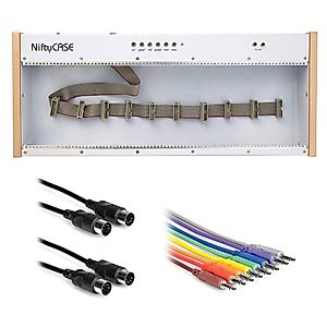 Cre8audio Eurorack Modular Synthesizer Case (NiftyCASE) with 2x Kellopy 6ft MIDI Cable & 8-Set of Unbalanced Patch Cables Bundle