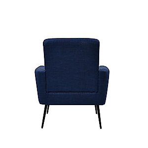 Lepfun Mid Century Modern Upholstered Fabric Accent, Living Room, Bedroom Leisure Single Sofa (Metal Legs), TV armrest seat,Suitable for Small Space Home,Office,Coffee Chair,Dark Blue