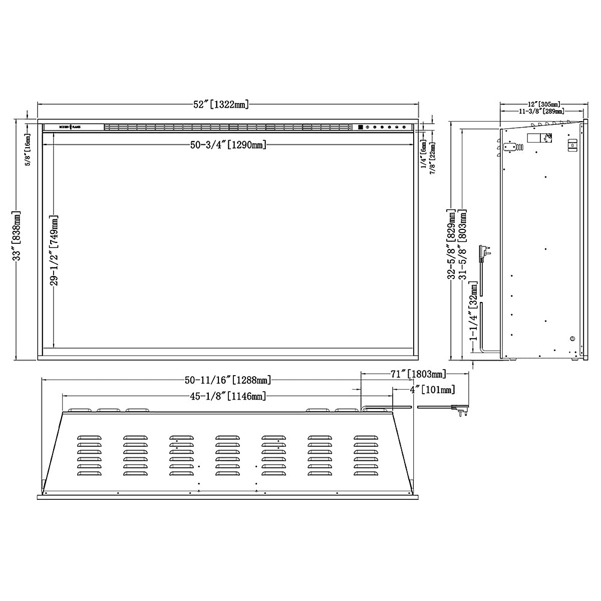 Modern Flames RedStone 54-Inch Built-In Electric Fireplace (RS-5435)