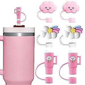 6Pack Straw Covers Compatible with Stanley 30&40 Oz Tumbler&Simple Modern 40 oz Trek Tumbler,Soft Silicone Straw Tip Toppers, Straw Protectors Cap, Reusable Drinking Straw Covers for 10mm Straws
