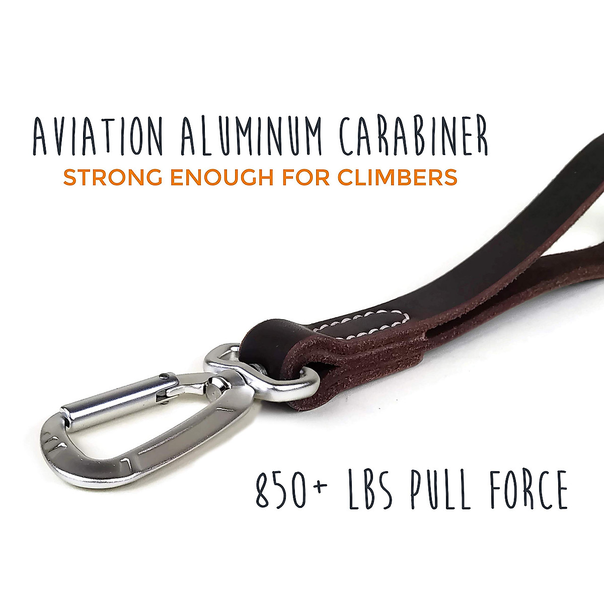 Mighty Paw Short Dog Leash - Training Traffic Lead with Carabiner Clip - Dog Leash Training Lead - Short Slip Lead Dog Leash - Short Lead Dog Training - Dog Carabiner Clip - Brown - 12 Inches