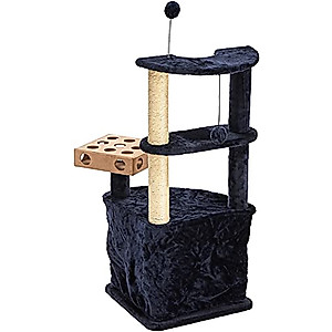 Furhaven Pet Furniture for Cats and Kittens - Tiger Tough Cat Tree Tower Interactive Playground with Toys and Condo, Home Base Playground, Blue