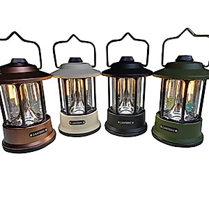 Goldengulf USB Rechargeable Super Bright Retro Campsite Lantern Outdoor Camping Hiking Fishing Tent Night Light Lamp Stepless Dimming 3 Modes Adjustable Waterproof (White)