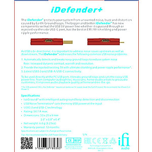 iFi iDefender+ USB Audio Ground Loop Eliminator (Type A > A) 5V