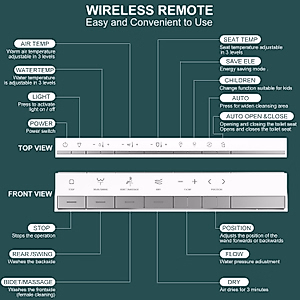 Combier CMA301 Bidet Toilet Seat With Warm Water And Wireless Remote, The heated Toilet Seat Have Warm Air Dryer, Multiple Spray Modes And Self-Cleaning Stainless Steel Nozzle (Elongated)