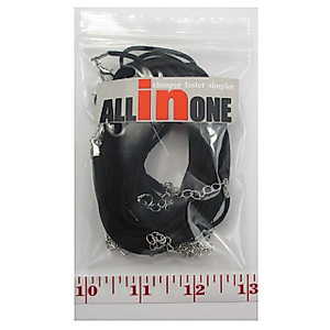 ALL in ONE 10pcs Faux Leather Suede Cord Necklace with Lobster Clasp Extended Chain (25", Black)