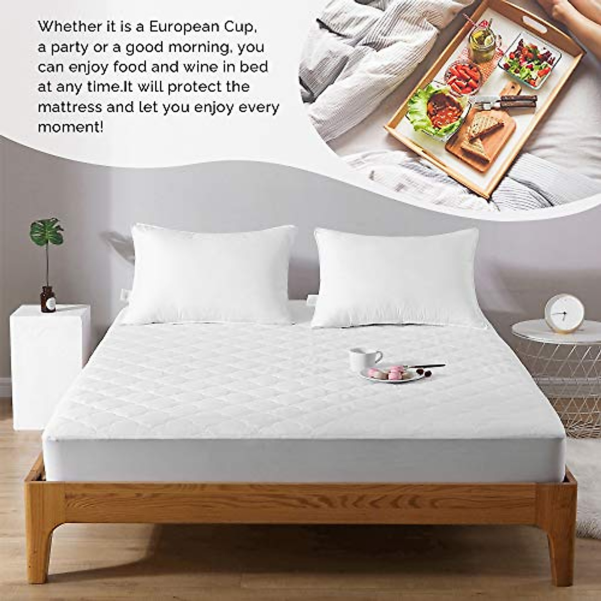 Beclecor Full XL Mattress Pad Cover,Quilted Waterproof Mattress Protector Breathable Noiseless Super Absorption Without Leakage 18" Deep Pocket 54"×80"