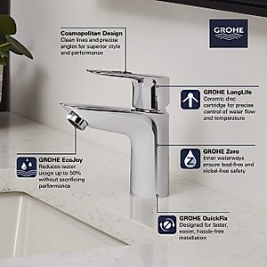 GROHE 23085001 Bauloop, Single Hole Single-Handle S-Size Bathroom Faucet 1.2 GPM - Drain not included, Chrome