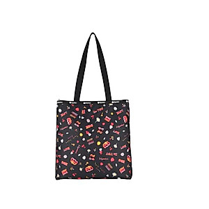 LeSportsac Stay True Easy Magazine Tote Bag, Style 3531/Color E481, Empowering Pop Art Style Words w Tie-Dye Effect: Be You, Stay True, Shine, Self Love Club + Colorful Hearts