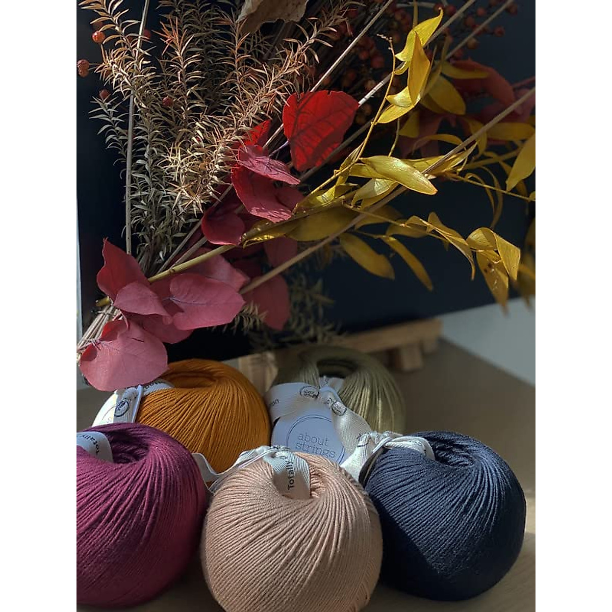 About Strings 100% Organic Cotton No.3 Light DK Yarn 3.53oz(100g) 234 Yards per Ball, 2-Pack (Golden)