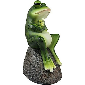 DWK - Froggie's Bad Day - Adorable Indoor Outdoor Flip Off Frog on Stone Rock with Hop Off Message Middle Finger Figurine Grumpy Toad Home Decor Accent Garden Patio Accessory, 7.75-inch…
