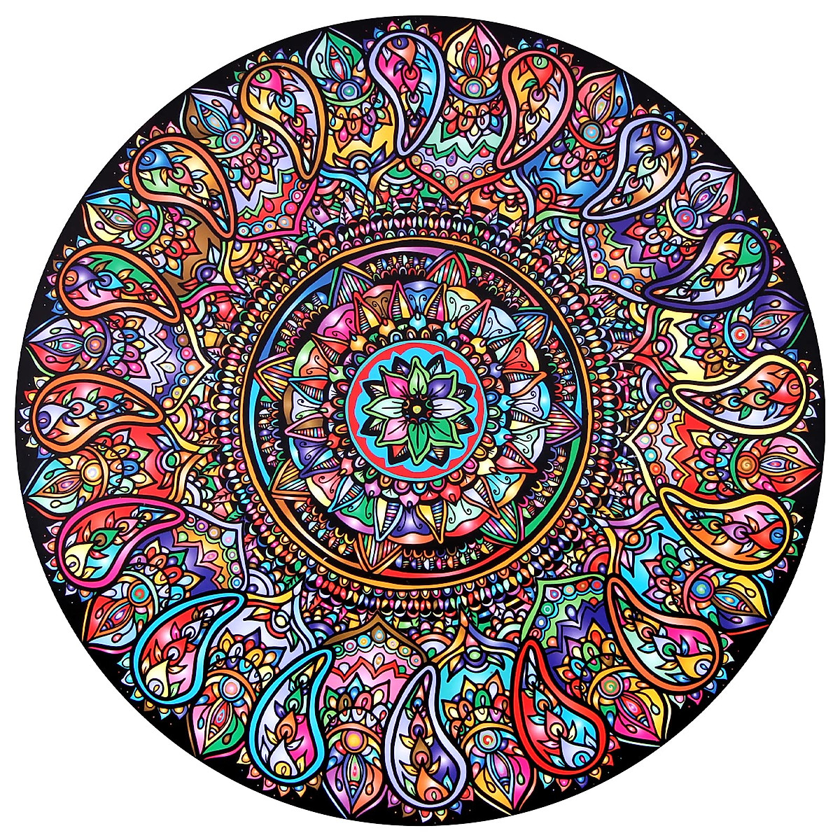 Bgraamiens Puzzle-Mandala Petals-1000 Pieces Round Puzzle Color Challenge Jigsaw Puzzles for Adults and Kids(Mandala Petals)
