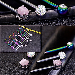 Oufksiyy 12 Pairs Nipple Rings Surgical Stainless Steel Hypoallergenic Straight Nipple Barbell Piercing 14G Nipple Tongue Rings Body Piercing Jewelry for Women Men 14mm 14 Gauge Niple Tongue Jewelry