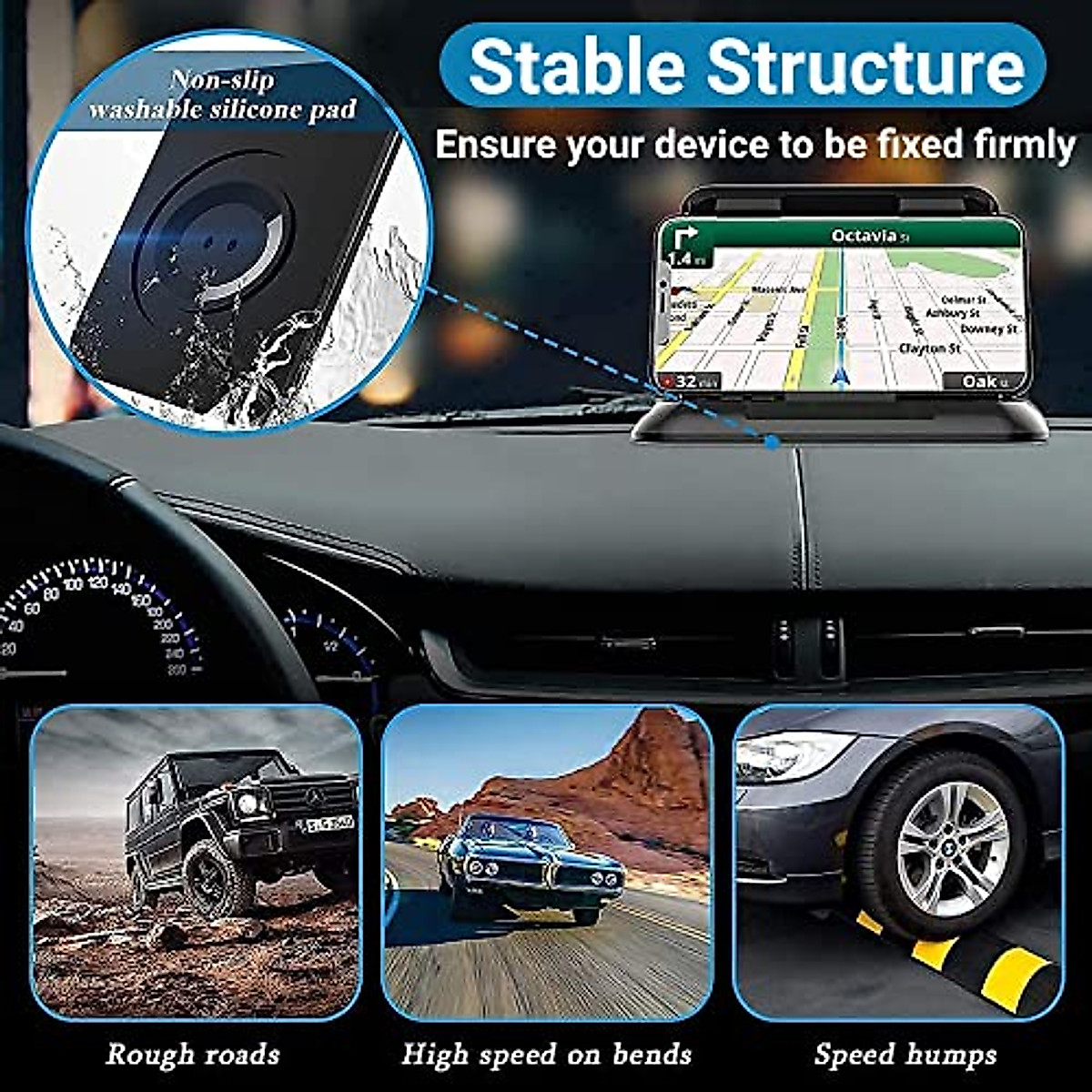 Leaflai Silicone Car Dashboard Phone Holder Mount, Anti-Slip Car Phone Mount Silicone Car Pad,Non Slip Phone Pad for Car Compatible with iPhone 14 Samsung Galaxy Android Smartphone, GPS