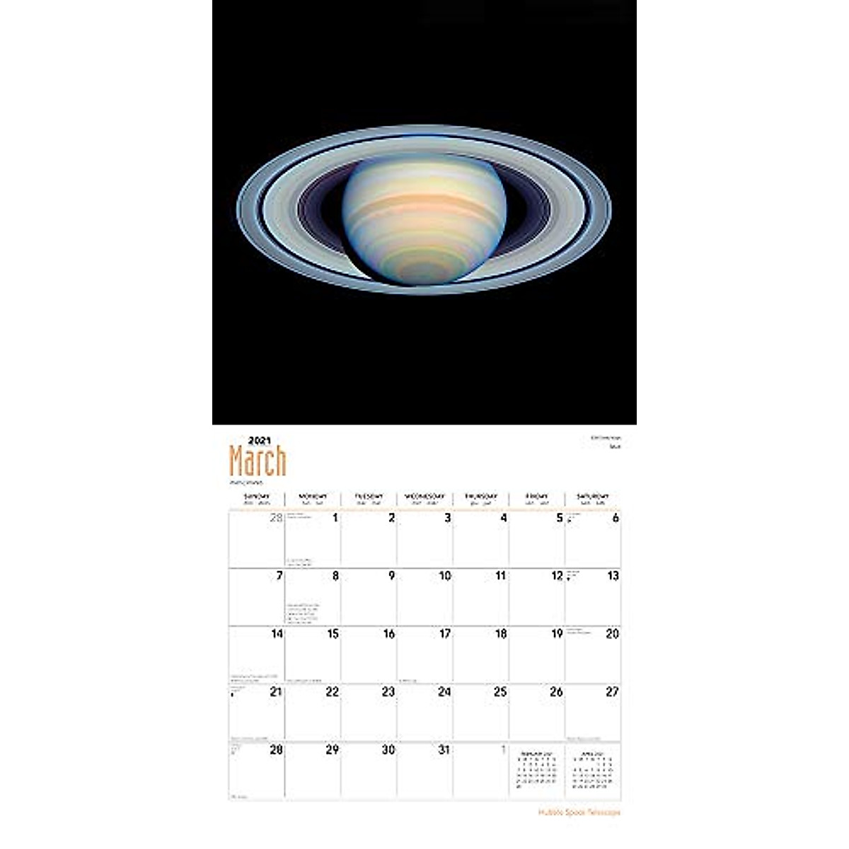 Hubble Space Telescope 2021 Calendar: Foil Stamped Cover