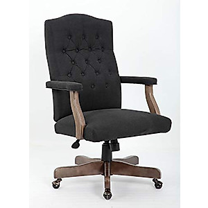 Boss Office Products Executive Black Fabric Chair with Driftwood Finish Frame (B905DW-BKW)