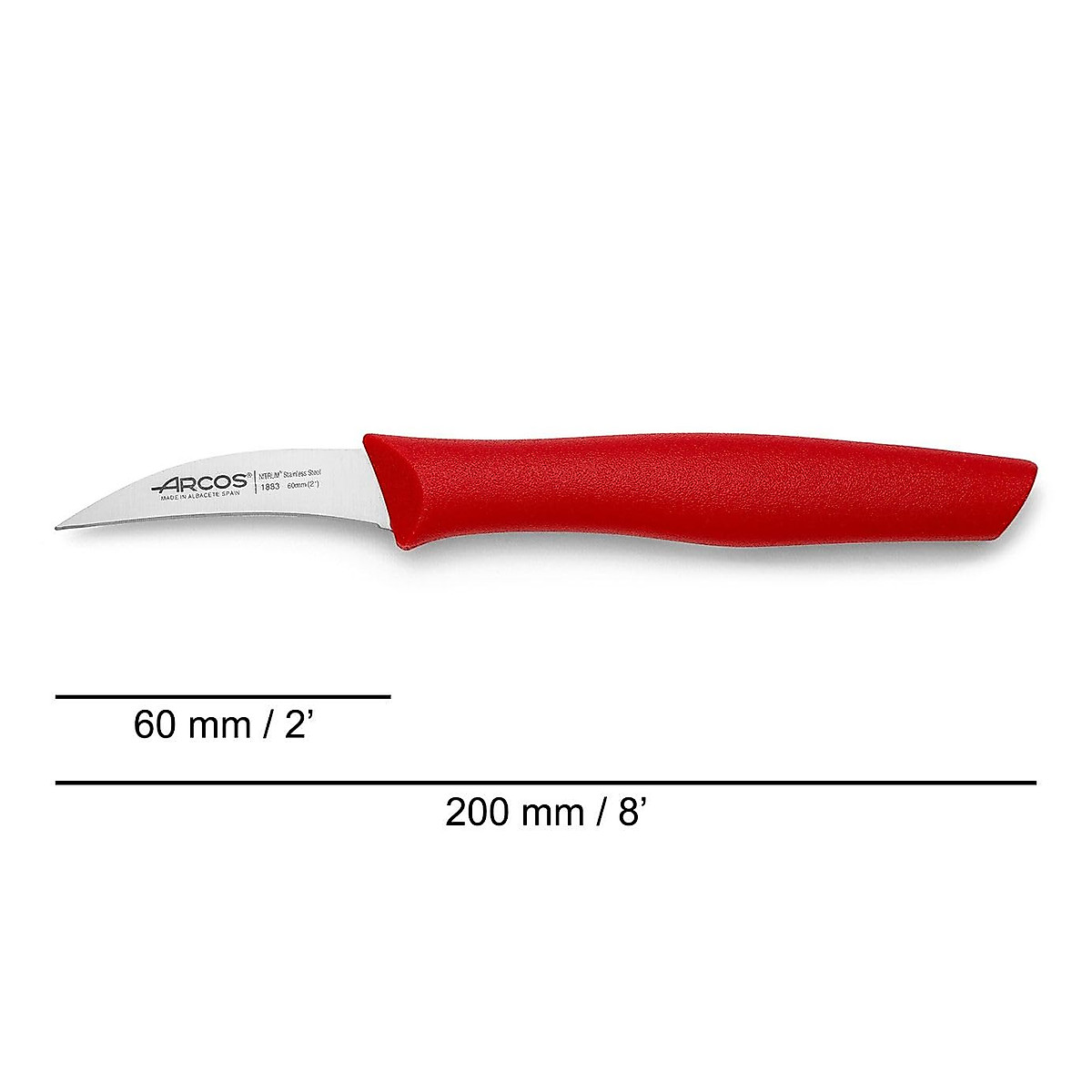 ARCOS Paring Knife Set 2 Pieces. 2 Peeling Knives of Stainless Steel and Ergonomic Polypropylene Handle for Cutting Fruits, Vegetables and Tubers. Series Nova. Color Red