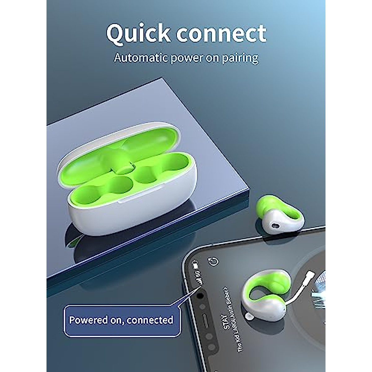 Wireless Ear Clip Headphones - Bluetooth 5.3 Earring Headphones with Mic for iPhone & Android, Open Ear Wireless Earbuds Immersive Superior Sound, 25hrs Playtime Waterproof Sport Earring Earbuds