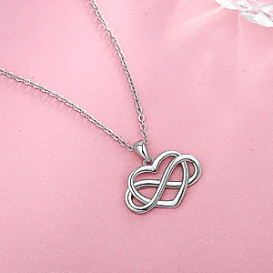 Bolelis Infinity Love Heart Necklace - Sterling Silver Infinity Heart Pendant Necklace for Women and Girlfriends Valentine's Day, Anniversary and Birthday Jewelry Gifts