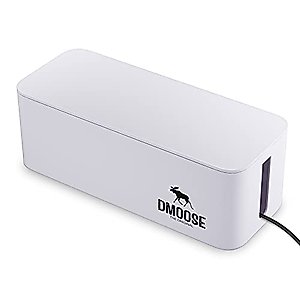 DMoose Large Cable Management Box - Cord Organizer Box to Hide Power Strips - Cable Organizer Box for Surge Protector - Safe ABS Material - 15.7" (L) x 6.1" (W) 5.3" (H) – XL (White)